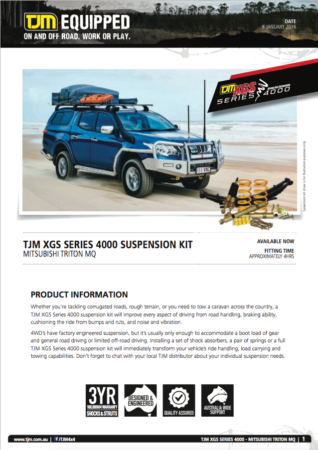 TJM XGS SERIES 4000 SUSPENSION KIT - Latest News - TJM Products NQ