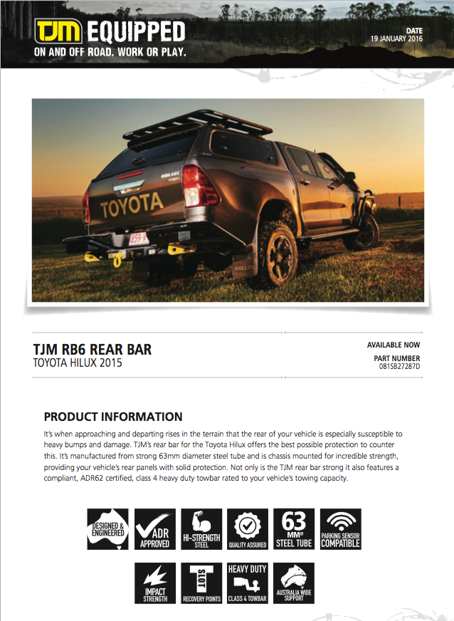 TJM RB6 Rear Bar 2015 Hilux - Latest News - TJM Products NQ