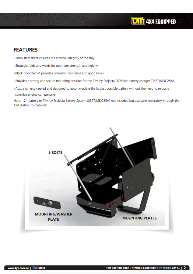 12" Battery Tray 70 Series 17+ - Latest News - TJM Products NQ