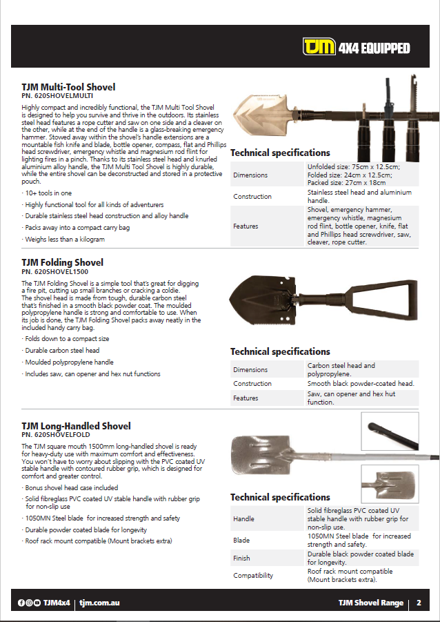 TJM Shovel Range - Latest News - TJM Products NQ